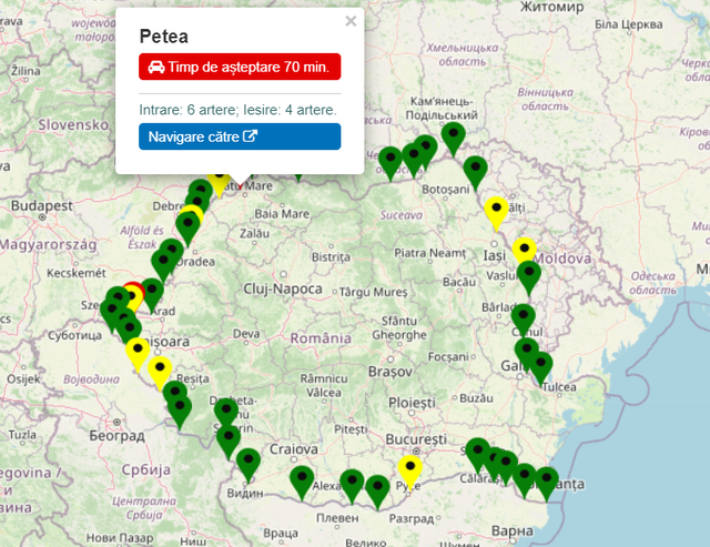 Aglomeraţie în mai multe puncte de trecere a frontierei pe graniţa cu ...